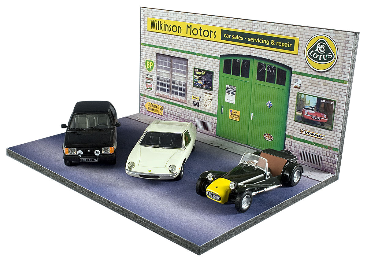 Lotus diorama garage Wilkinson Motors 1:43 – Traffic Modelcars