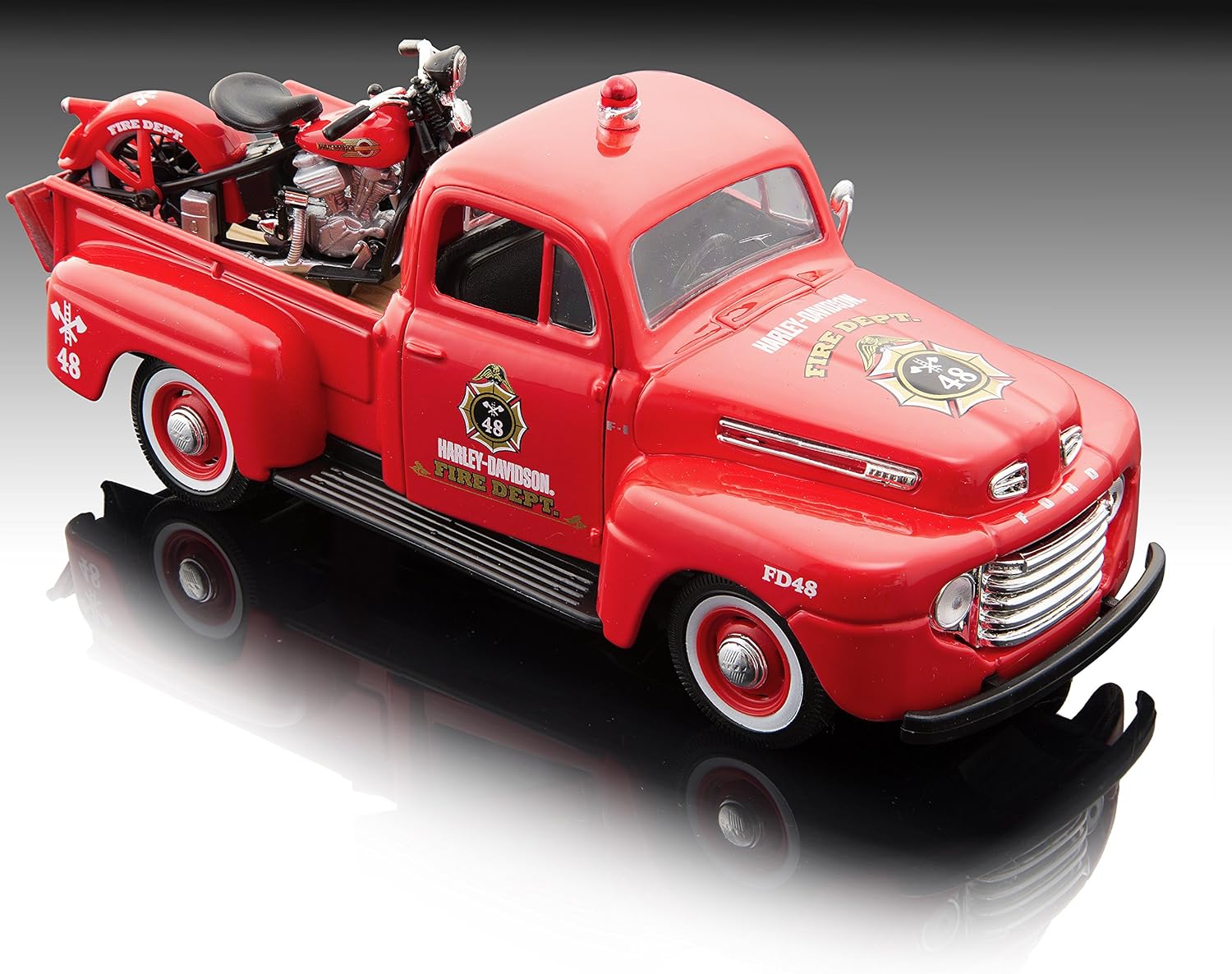 Ford F-1 Pickup 1948 Harley Davidson Fire Dept. with HD Knucklehead ...